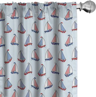 Abakuhaus Marine Vorhänge, Gardinen, Cartoon Segelboot Maritime, Fensterbehandlungen für Wohnzimmer Schlafzimmer Dekor, 2 Stück 75 cm b x 175 cm h, Blassblau Du