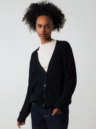 Honest Basics Cardigan Grobe Strickjacke aus Bio-Baumwolle
