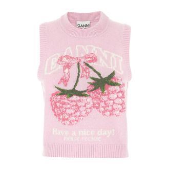 Ganni Graphic Crewneck Strickware - - Knitwear - Damen - Mehrfarbig - S