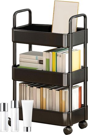 Generic Rollender Nutzwagen,Rollender Lagerwagen | Utility Cart auf Rädern - 3/4-stöckiger Rollwagen mit Griff, multifunktionaler abnehmbarer Lagerwagen mit R