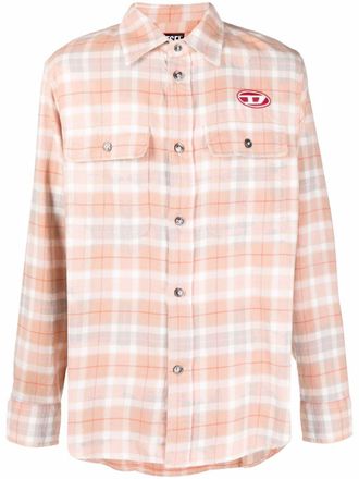 Diesel chemise imprim&eacute;e &agrave; patch logo - Orange
