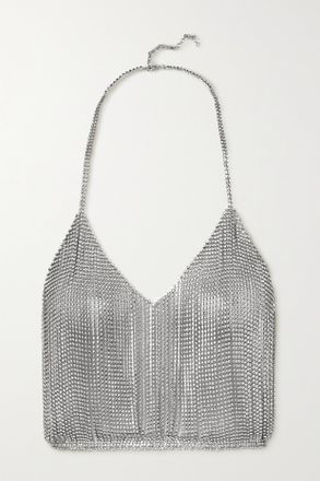 Michael Lo Sordo Haut Dos Nu En Métal Argenté À Cristaux Solar