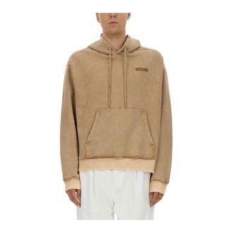 Moschino Washed Cotton Logo Hoodie - - Sweatshirts & Hoodies - Herren - Braun - L