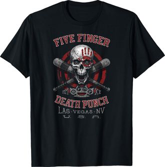Five Finger Death Punch Herren T-Shirt, Schwarz, S, Kurzarm, Klassische Passform, U-Ausschnitt, Baseball-Motiv