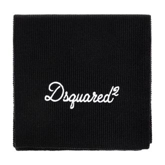 Dsquared2 Wollschal mit gesticktem Logo - - Accessories - Herren - Schwarzk - ONE SIZE