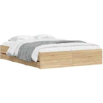 vidaXL Bettgestell mit Schubladen Sonoma-Eiche 140x200cm Holzwerkstoff Vidaxl