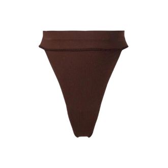 ADĀMO Andrea Adamo Gerippter Tanga mit hohem Bund - - Underwear - Damen - Braun - XS