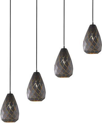 Trio home24 Pendelleuchte Onyx III 90 x 150 x 15cm Schwarz Eisen, lackiert E27