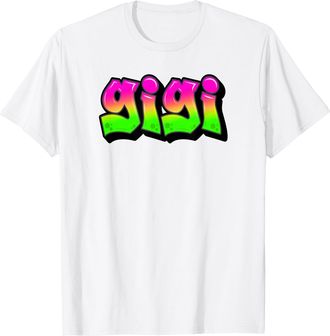 BDAZ Gigi Grandmother Graffiti Gr&uuml;n Rosa Schriftzug Frauen T-Shirt