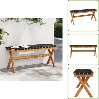 vidaXL The Living Store - Gartenbank Schwarz Massivholz Akazie und Stoff - Gartenbank - Holz Gartenbank - Akazienholz Gartenbank - Outdoor Bank