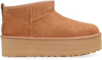 UGG Womens Classic Ultra Mini Platform Boots Camel Wool