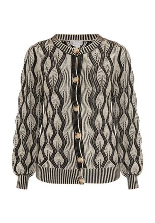 Usha Strickjacke Damen wollwei&szlig; schwarz