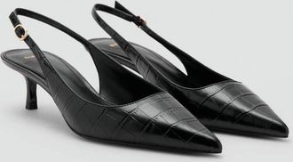 Mango Chaussures talon effet croco noir - Femme - 35 - MANGO