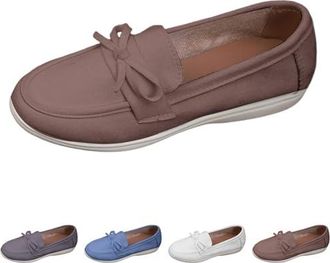 Generic Chaussures de marche pour femme - En daim - Avec noeud - Couleur unie - Confortables - Bout rond - Semelle plate - L&eacute;g&egrave;res et antid&eacute;rapantes - &Eacute;l&eacute;gant