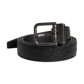 Dolce & Gabbana Schwarzer Lederg&uuml;rtel mit Metallschnalle - - Accessories - Herren - Schwarzk - ONE SIZE