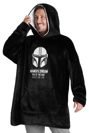 Disney The Mandalorian Oversized Hoodie Herren, Star Wars Fleece Riesen Pullover Herren Hoodie Blanket, Geschenke für Männer (Schwarz)
