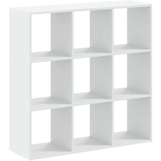vidaXL Vidaxl - Biblioth&egrave;que blanche 102x32x102 cm en bois ding&eacute;nierie - 9 compartiments - Surface r&eacute;sistante &agrave; lhumidit&eacute; - Cloison de s&eacute;paration