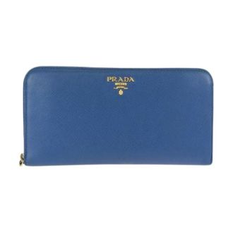 Prada Pre-owned Saffiano Blue Leather Long Wallet - - Pre-owned - Damen - Blau - ONE SIZE