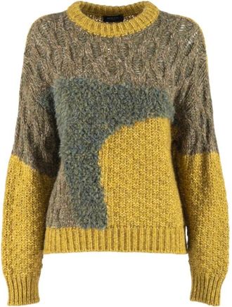 Nenette Pull &agrave; col rond patchwork - Femme - Pulls - Multicolore - Taille: 40 FR