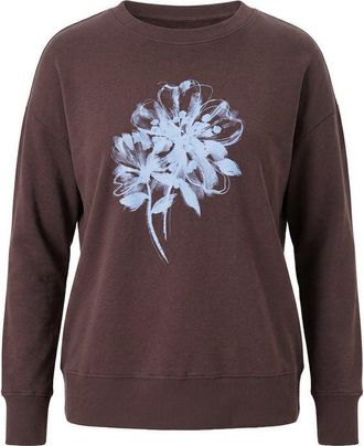 Miamoda Sweatshirt Sweatshirt Loose Fit Blume mit Pailletten