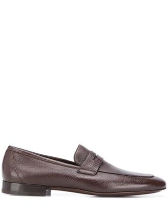 Corneliani mocassins en cuir &agrave; bout en amande - Marron