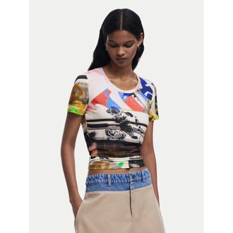 Desigual T-Shirt Collage 25SWTK14 Bunt Regular Fit