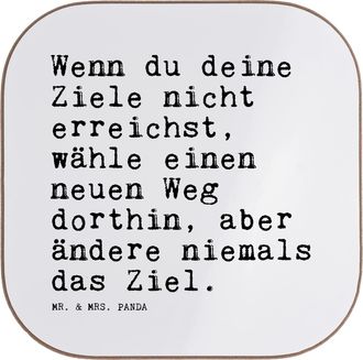 Mr. & Mrs. Panda gläseruntersetzer Wenn du Deine Ziele... - Geschenk, bieruntersetzer, Untersetzer für Gläser, Quadratisch, Motivation, Ziele, Tassen, Sprüche, Lebensz
