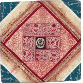 Guru Shop Brokatkissenh&uuml;lle, Patchwork Kissenh&uuml;lle, Upcyceling Kissen - Petrol/bunt, Baumwolle, 40x40x0 cm