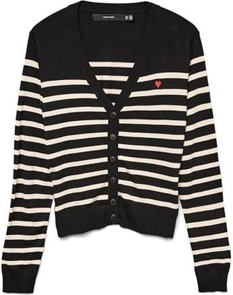 Vero Moda Neck Boo Vmdory Ls Cardigan &agrave; col en V, Noir, M Femme