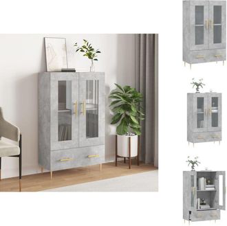 vidaXL Highboard Betongrau 69,5x31x115 cm Holzwerkstoff - Sideboard - Hochschrank - Wohnzimmerm&ouml;bel - Holzwerkstoffm&ouml;bel - Modernes Wohnen