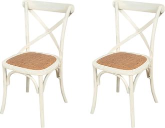 Biscottini International 2 Esszimmerstühle Massivholz 86 x 42 x 46 cm - Küchenstuhl und Wohnzimmer aus Rattan - Stuhl aus weißem Holz - Stühle aus Holz für den Außenbereich un