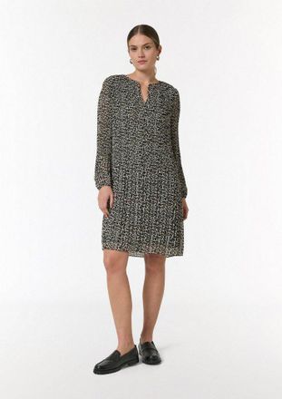 Comma Minikleid Kleid Plissiertes Chiffon-Kleid mit Leo-Print