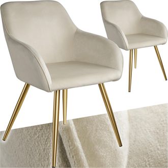 TecTake Esszimmerst&uuml;hle mit Armlehne, Stuhl, Samt Polster St&uuml;hle, M&ouml;bel f&uuml;r Esstisch, Schminktisch, Wohnzimmer, Esszimmer, Arbeitszimmer, ergonomischer Dining