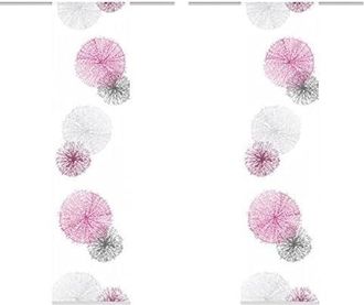 Home Fashion Rawlins Schiebevorhang, Polyester, rosa-grau-blau (Packung mit 2)