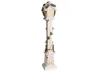 Beliani Weihnachtsdeko LED Holz weiß groß 80 cm Dekofigur Weihnachtslaterne Lummene