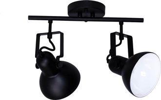 Licht-Erlebnisse Deckenstrahler Metall in Schwarz Flur Wohnzimmer L:35,5 cm E14 zielgerichtet verstellbare Retro Deckenleuchte Küche DALLAS