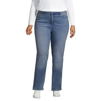 Lands End Straight Fit Recover Jeans Mid Waist, Damen, Gr&ouml;&szlig;e:48 71 plus, Blau, Elasthan/Baumwoll-Mischung/Polyester-Mischung, by Lands End