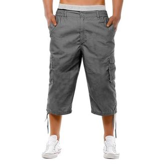 Generic Short cargo d&eacute;t&eacute; d&eacute;contract&eacute; &agrave; 7 poches pour homme, pantalon capris confortable en coton pour un usage quotidien, les vacances et les activit&eacute;s de ple