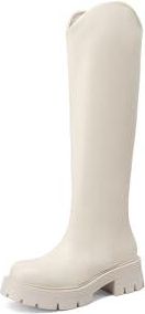 Queen Helena Bottes hautes à fermeture éclair pour femme X33-66, beige, 37 EU