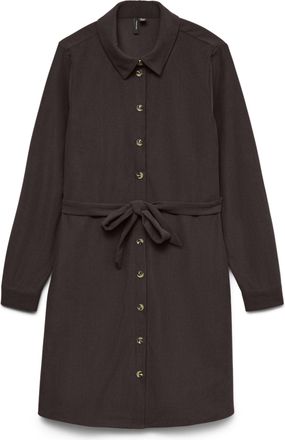 Vero Moda Damen Vmelly L/S Short Shirt Dress WVN Ga, Chocolate Torte, XS