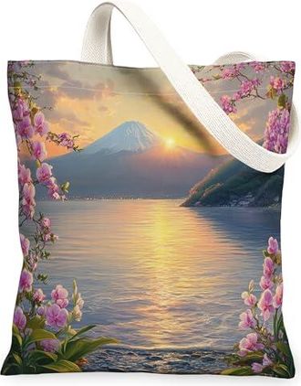 Generic Phalaenopsis - Sac fourre-tout en toile motif orchid&eacute;es pour le shopping, 33 x 38 cm, motif floral, mer, montagne, sac d&eacute;picerie r&eacute;utilisable pour fem