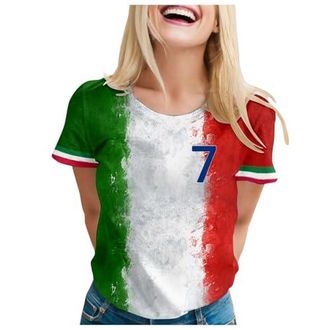 Generic T-shirt &agrave; manches courtes et col rond imprim&eacute; italien pour femme Printemps &eacute;t&eacute; 2026, gris, XXL