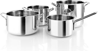 Eva Solo Eva Trio | Stainless Steel Topfset 4 St. 1,8 l 2,2 l 3,6 l 4,8 l |Komplettes Topfset, das jeden Bedarf beim t&auml;glichen Kochen abdeckt | Polished Steel