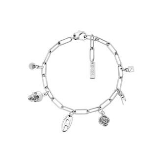 Diesel Herren Silber-Ton Edelstahl Armband, DX1604040