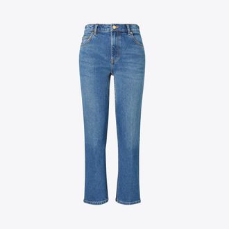 Tory Burch Damen Verk&uuml;rzte, ausgestellte Jeans