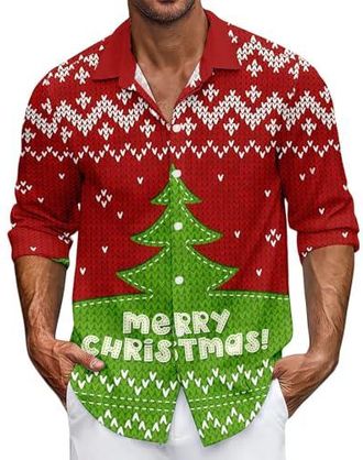 Generic Xmas Chemises de No&euml;l Hommes Chemise d&eacute;contract&eacute;e Laid Tenue de No&euml;l Rouge Chemises Amusant Or Polo Chemisier de No&euml;l No&euml;l Personnalis&eacute; Chemise de No&euml;