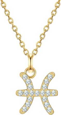 Glanzst&uuml;cke M&uuml;nchen Halskette - Sterling Silber Halskette Zirkonia Sternzeichen Fi - Gr. unisize - in Gold - f&uuml;r Damen