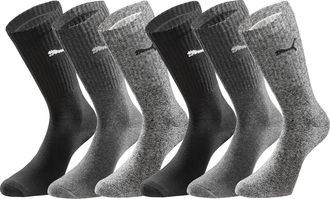 Puma Unisex Sportsocken Crew 6 Paar Pack - New Black Grey Mix - Größe 35-38