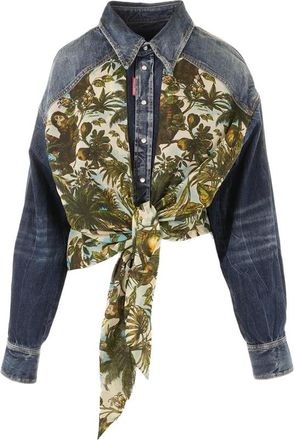 Dsquared2 Femme, Vestes, Multicolore, Taille: 38 FR Cropped Shirt Fantasia