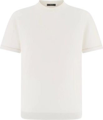 Boggi Milano Homme, Pulls, Blanc, Taille: XL T-shirt en maille de cr&ecirc;pe de coton